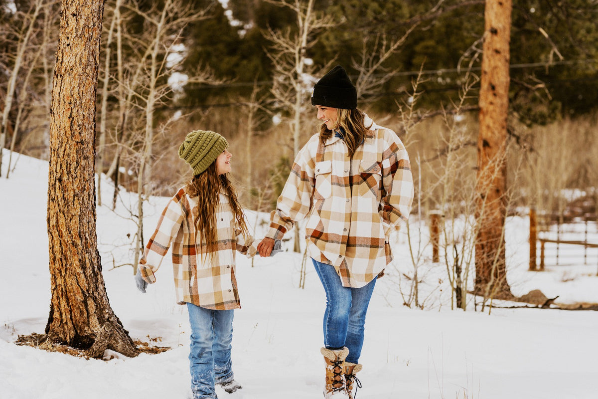 Brown Tan Plaid Mommy and Me Matching Shackets – Twinsies Rock